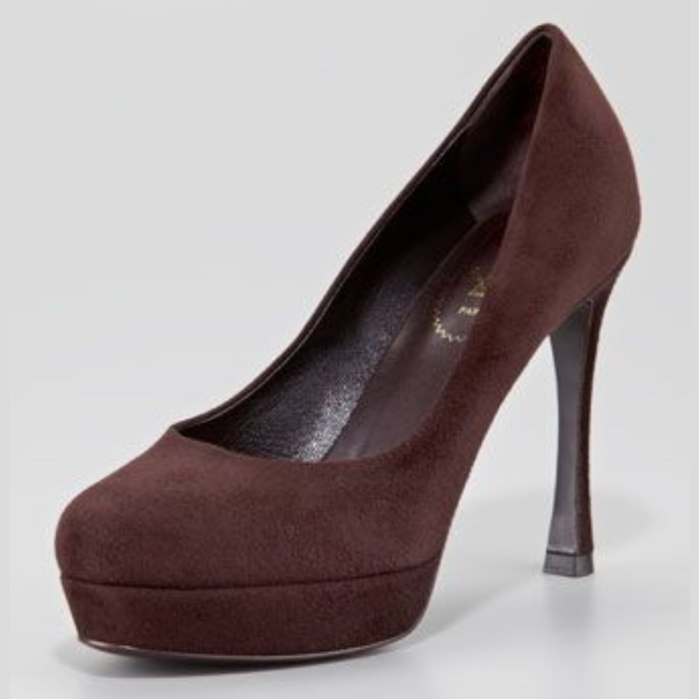 Yves Saint Laurent Gisele Suede Platform Pumps - Gem